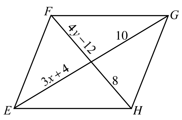 Solved: Given Quad (EFGH) is a parallelogram, find the values of (x). [Math]