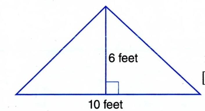 Solved: Find the area of the triangle below. (A= 1/2 bh) A. (60) square ...