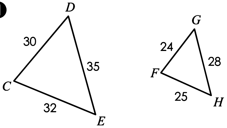 Solved: Determine if the examples below are similar by SSS∼. If yes ...