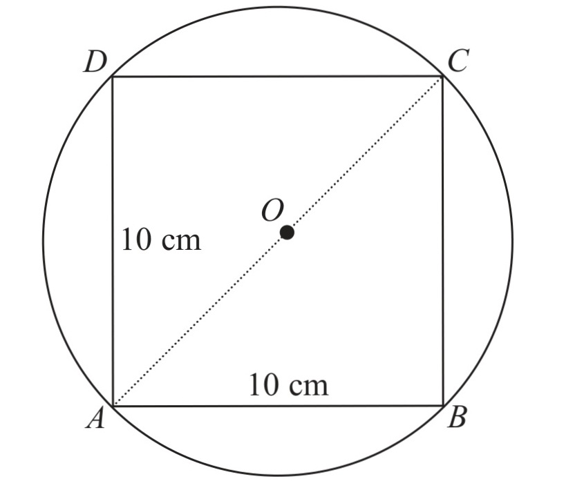 Solved: The diagram shows a square (ABCD) drawn inside a circle, centre (O). (A), (B), (C) and ...