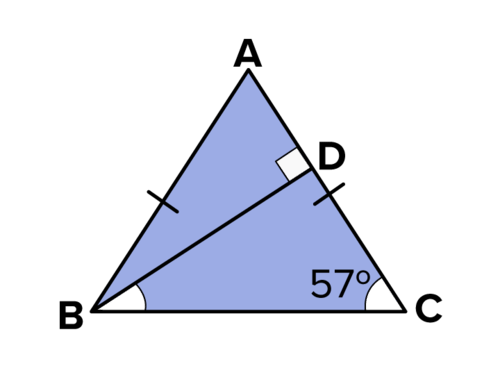 Solved: Triangle ABC is an isosceles triangle, ∠ACB = 57°. Find ∠DBC ... Solved: Triangle ABC is an isosceles triangle, ∠ACB = 57°. Find ∠DBC ...