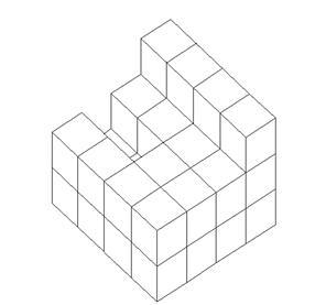 Solved: The following solid is made of one-inch cubes. How many two ...