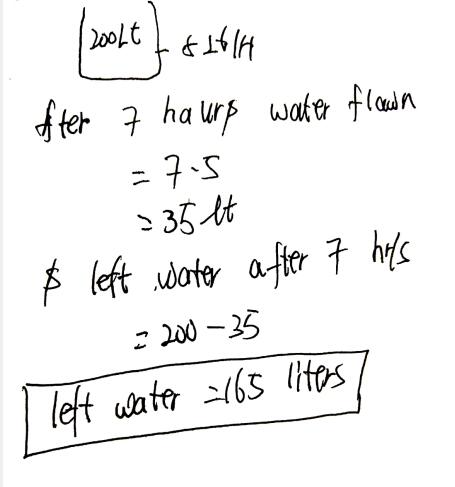Solved: A water tank can hold (200) litres of water. There is a hole in ...