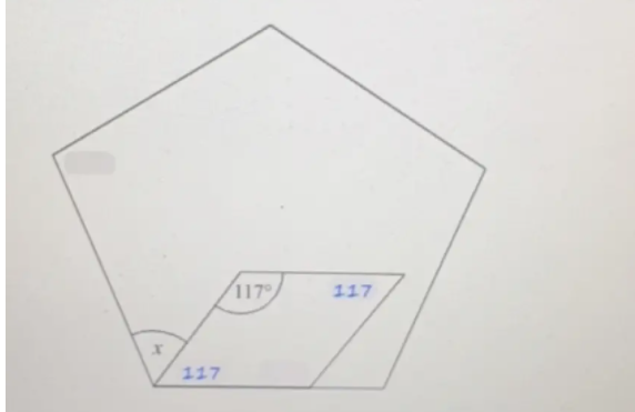 Solved: The diagram shows a regular pentagon and a parallelogram. Work ...