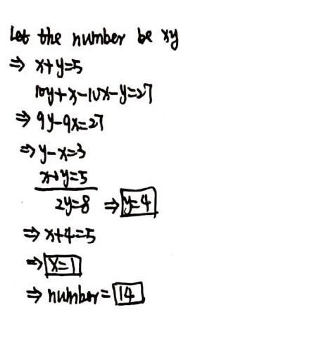 Solved: The sum of the digits of a 2 -digit number is 5. If the digits ...