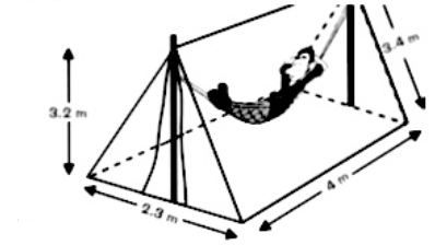 Solved: A simple tent is to be made in the shape of a triangular prism. The dimensions are shown ...