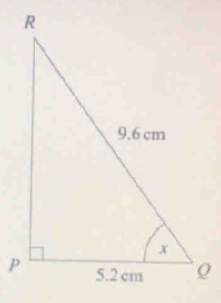 Solved: (PQR) is a right-angled triangle. Work out the size of the angle marked (x). Give your ...