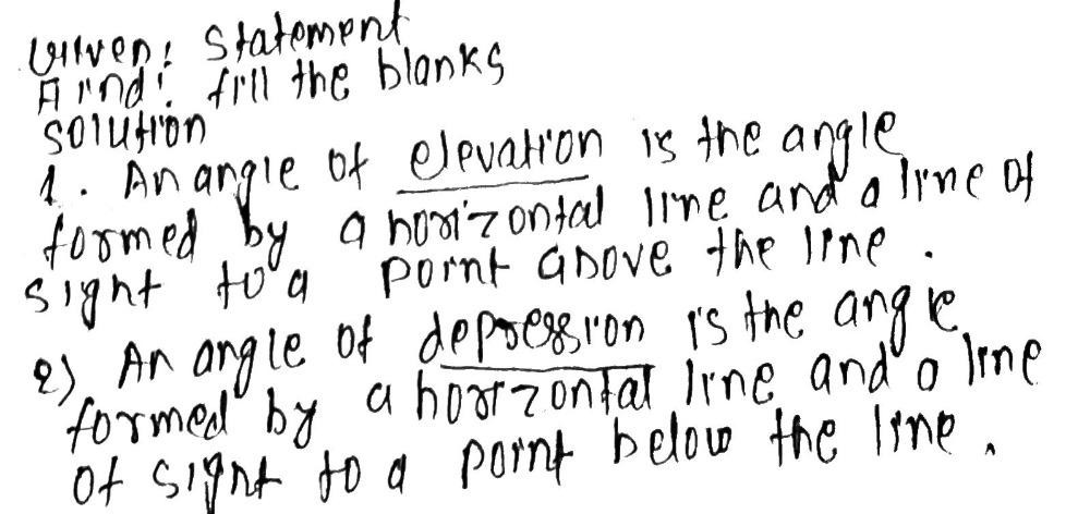 Solved: Fill in the blanks to complete the definitions. 1. An angle of ...