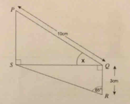 Solved: 9. Two right-angled triangles are shown below. (PQ) is (10)cm. (QR) is (3)cm. Angle (QRS ...