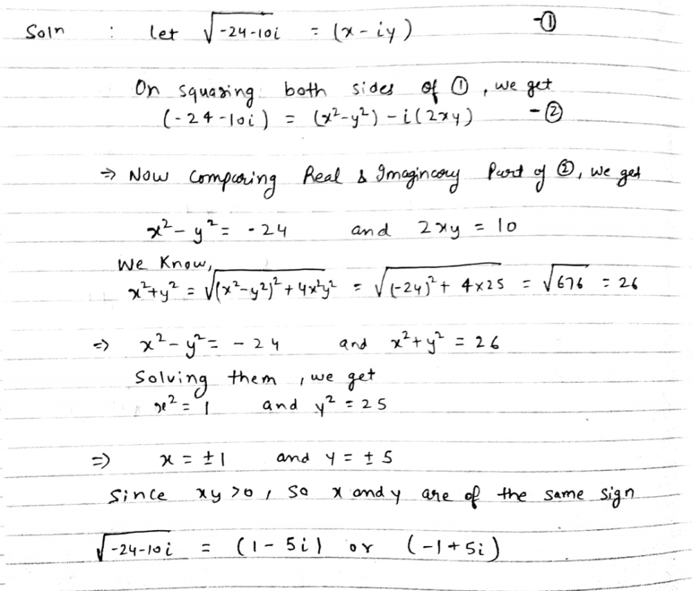 Solved: Evaluate sqrt(-24-10i)sqrt(-24-10i) [Math]