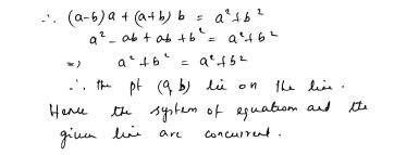 Solved: Find the point of intersection of lines 2ax-by-2a^2-b^2 and ax+ ...