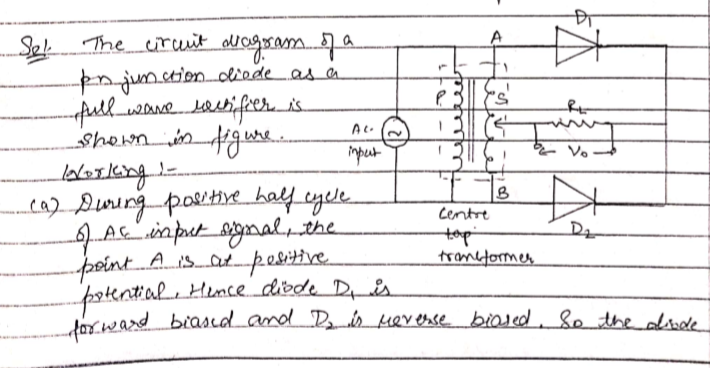 Draw The Circuit Diagram Of A Full Wave Rectifier Using Pn Junction Diode
