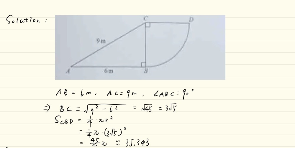 Solved: The diagram shows a right-angled triangle and a quarter circle ...