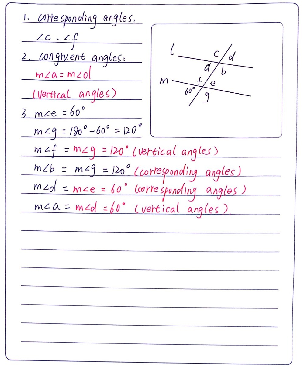 Solved: ACTIVITY: Given I I m and cut by a transversal as shown on the ...