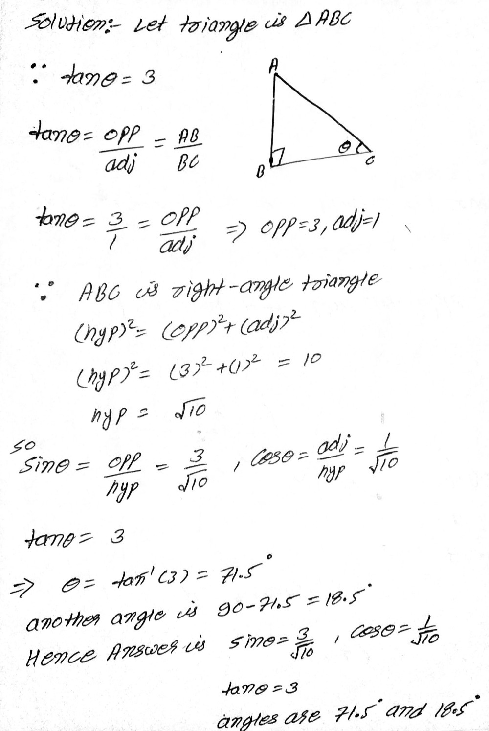 Solved: determine the trigonometric ratios sine cosine and tangent for ...