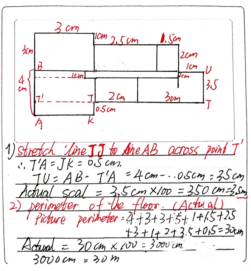 Solved: 1.3 The picture below shows a scale drawing of Bradley's three ...