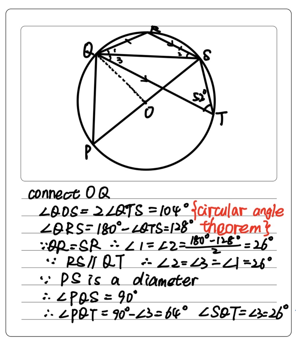 Solved: In the diagram, PQRST is a circle with centre O. If PS is a ...