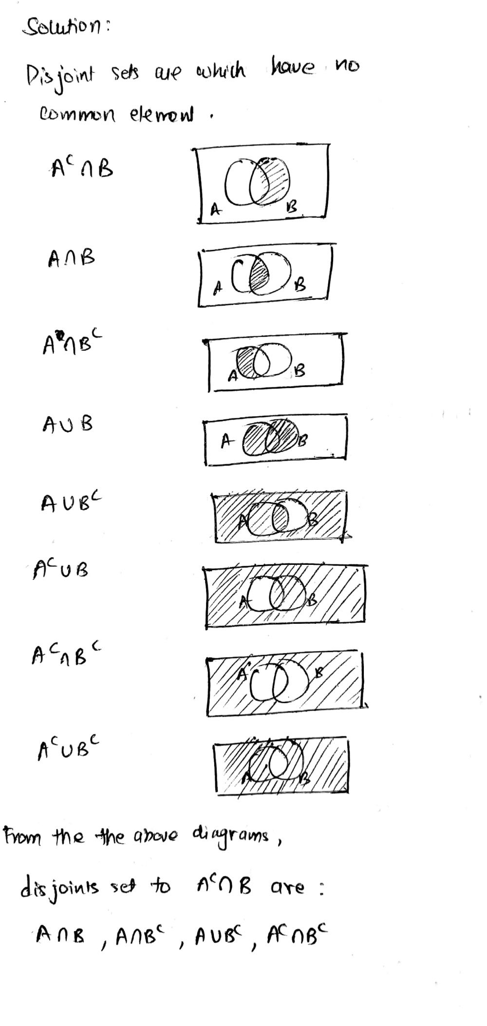 Solved: Indicate which sets are disjoint to the given set. (Select all ...
