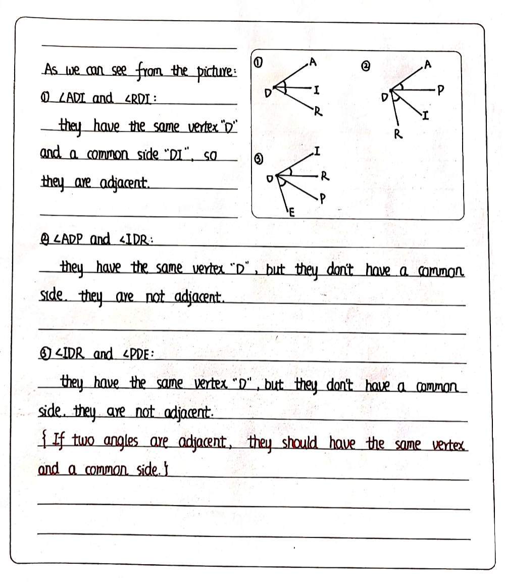 Solved: Is each of the given pairs of angles adjacent? If not, why? ∠ ...