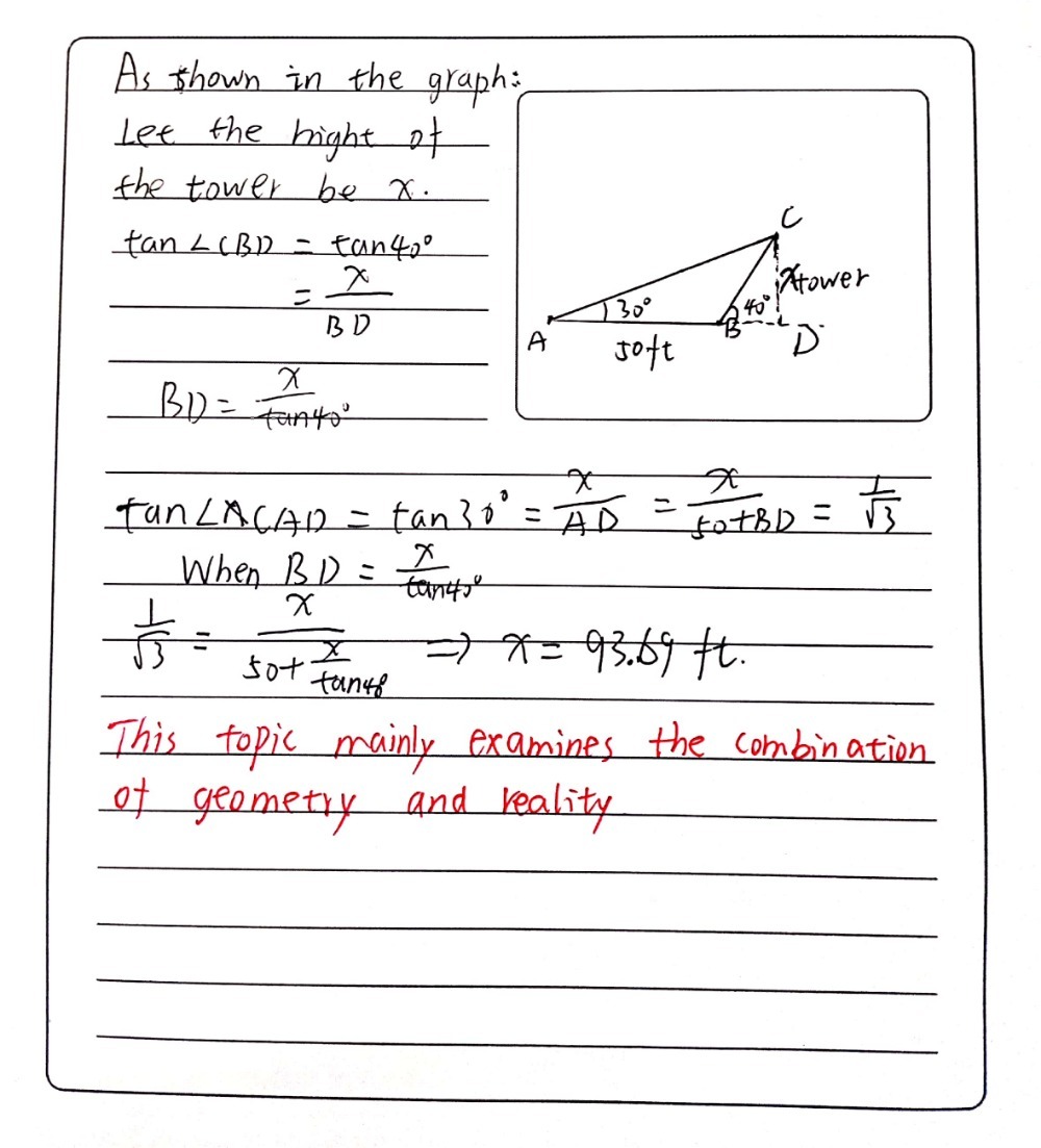 Solved: An observer wishes to determine the height of the tower. He ...