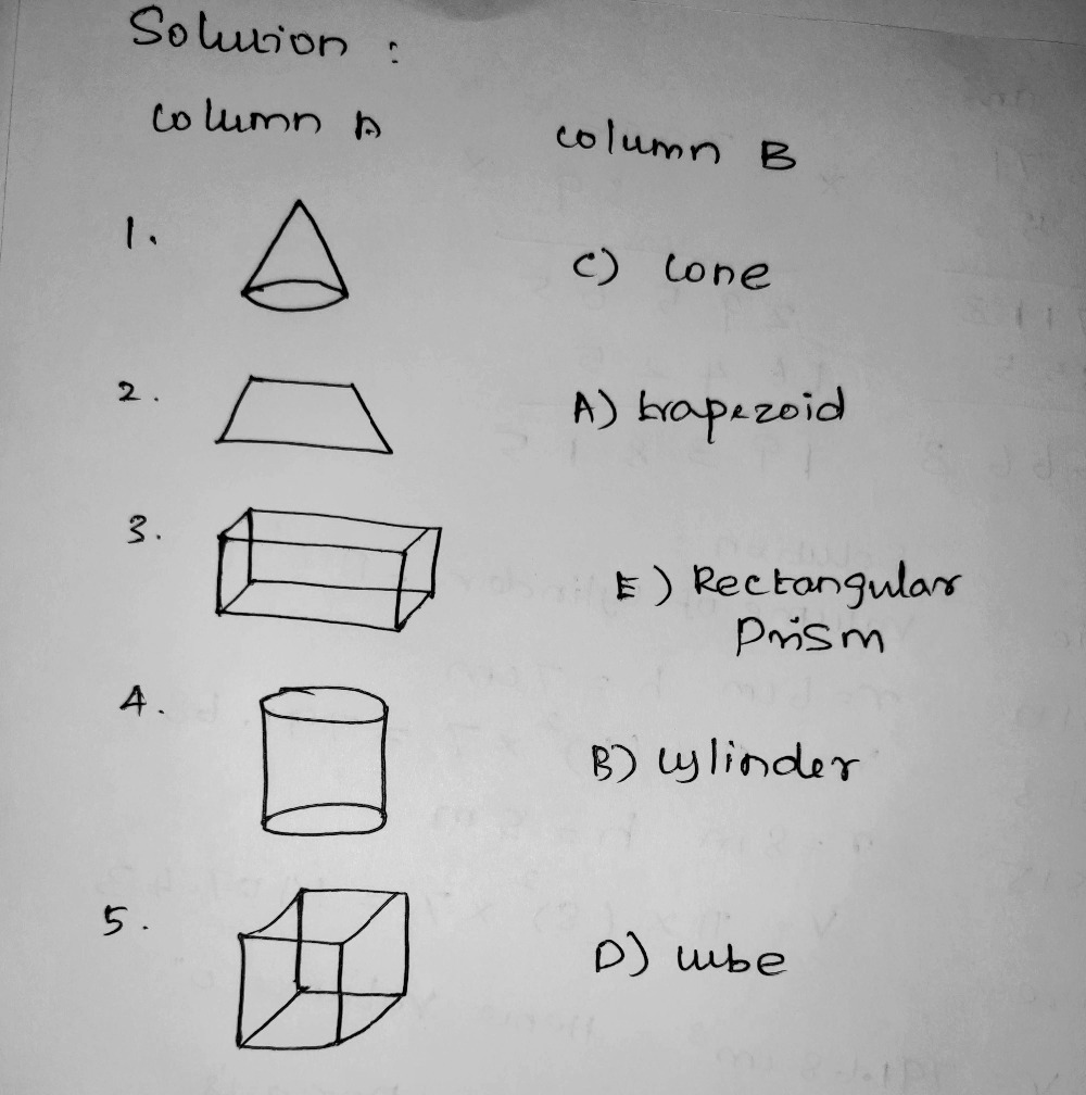Solved: Directions: Name the geometric figures. Match column A with column B. Column A Column B ...