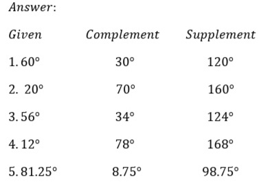 Solved: Learning Task 1: Determine the complement and supplement ...