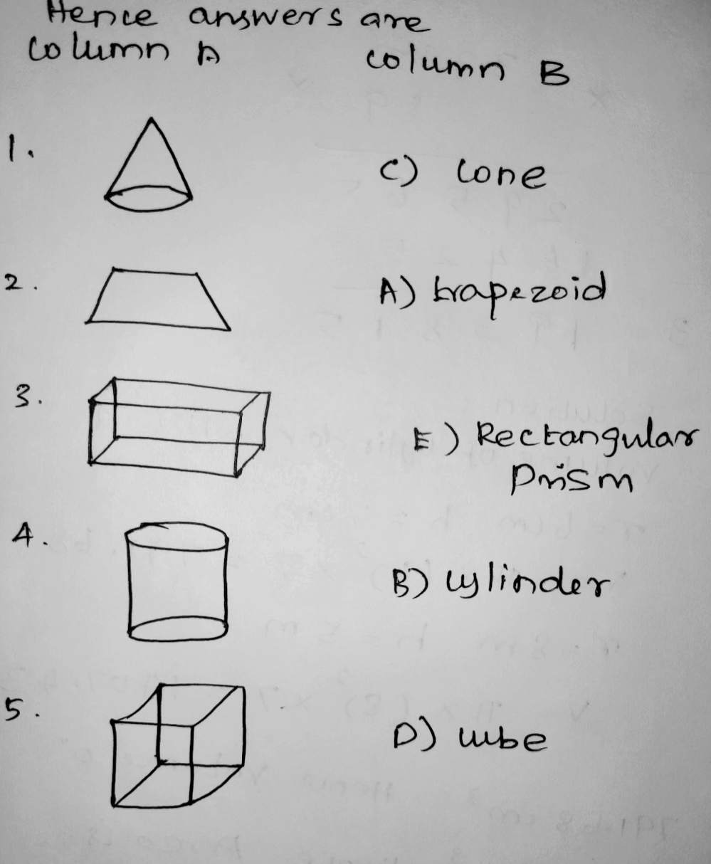 Solved: Directions: Name the geometric figures. Match column A with column B. Column A Column B ...