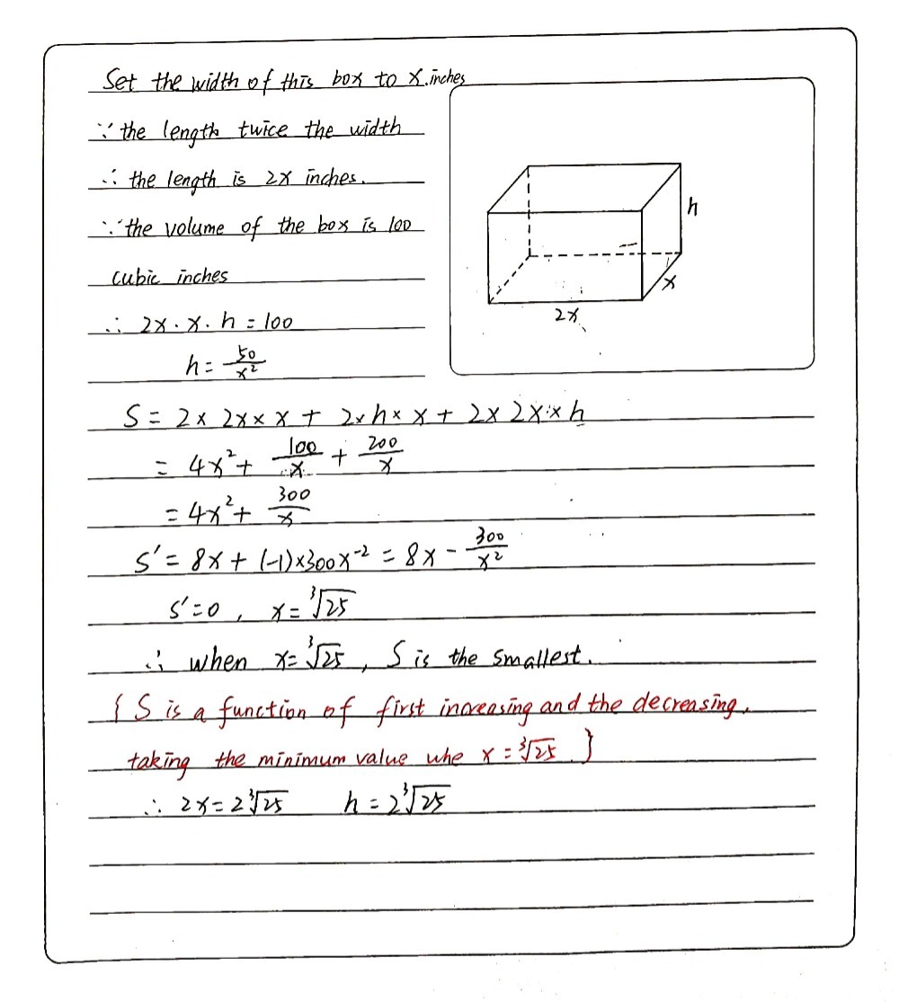 Solved: Find the altitude of a rectangular closed box with volume 100 ...