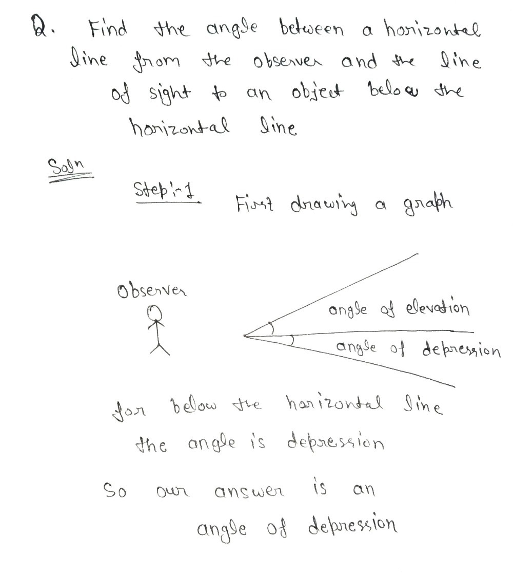 Solved: It is an angle between a horizontal line from the observer and ...