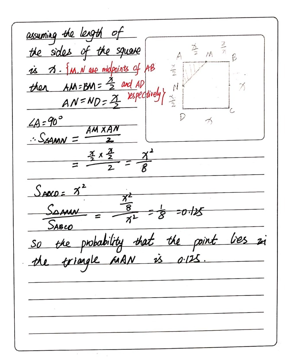Solved: ABCD is a square. M is the midpoint of AB and N is the midpoint ...