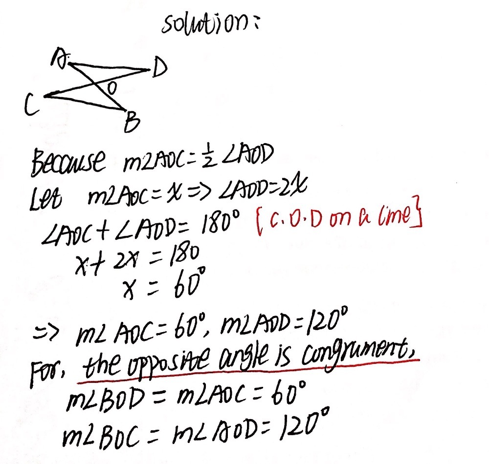 Solved: If two straight lines overleftrightarrow AB and overleftrightarrow CD intersect each ...