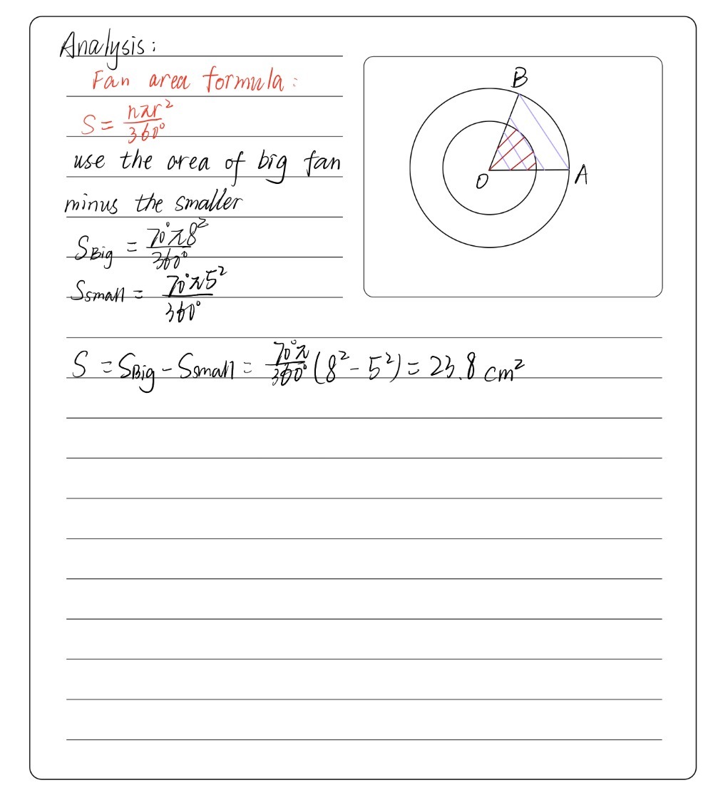 Solved: In the figure below, two radii OA and OB form an angle of 70 ...