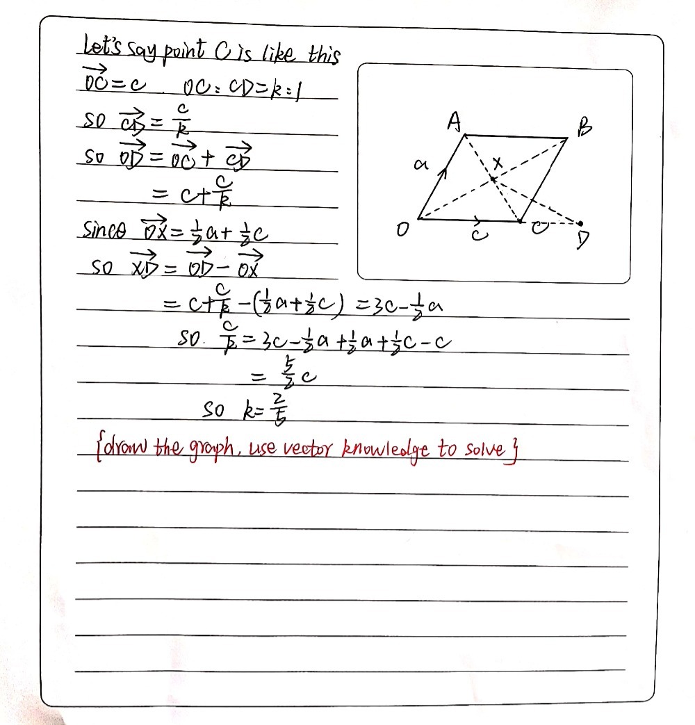 Solved: 12 OABC is a parallelogram. vector OA=a and vector OC=c X is ...