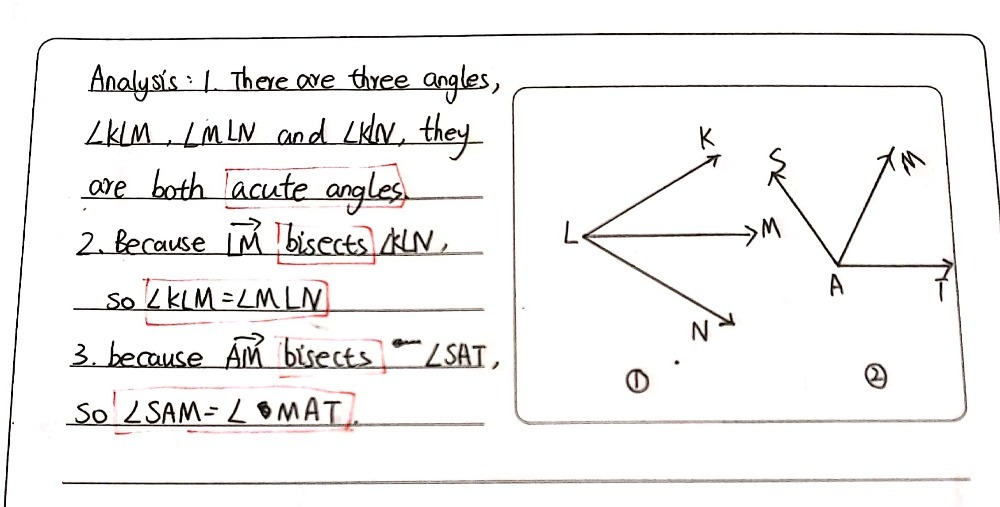 Solved: Name three angles in the given figure:_ 2. If vector LM bisects ...