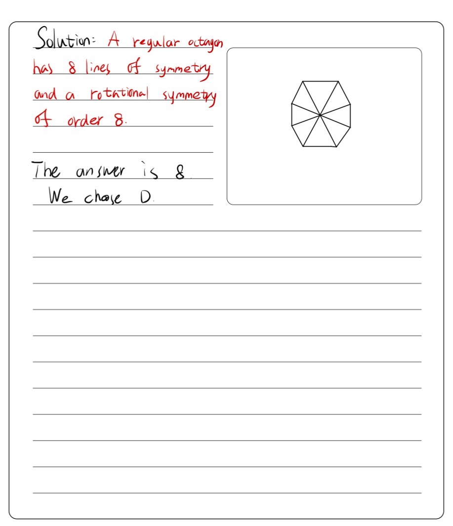 Solved: What is the order of rotational symmetry of this octagon? (Hint ...