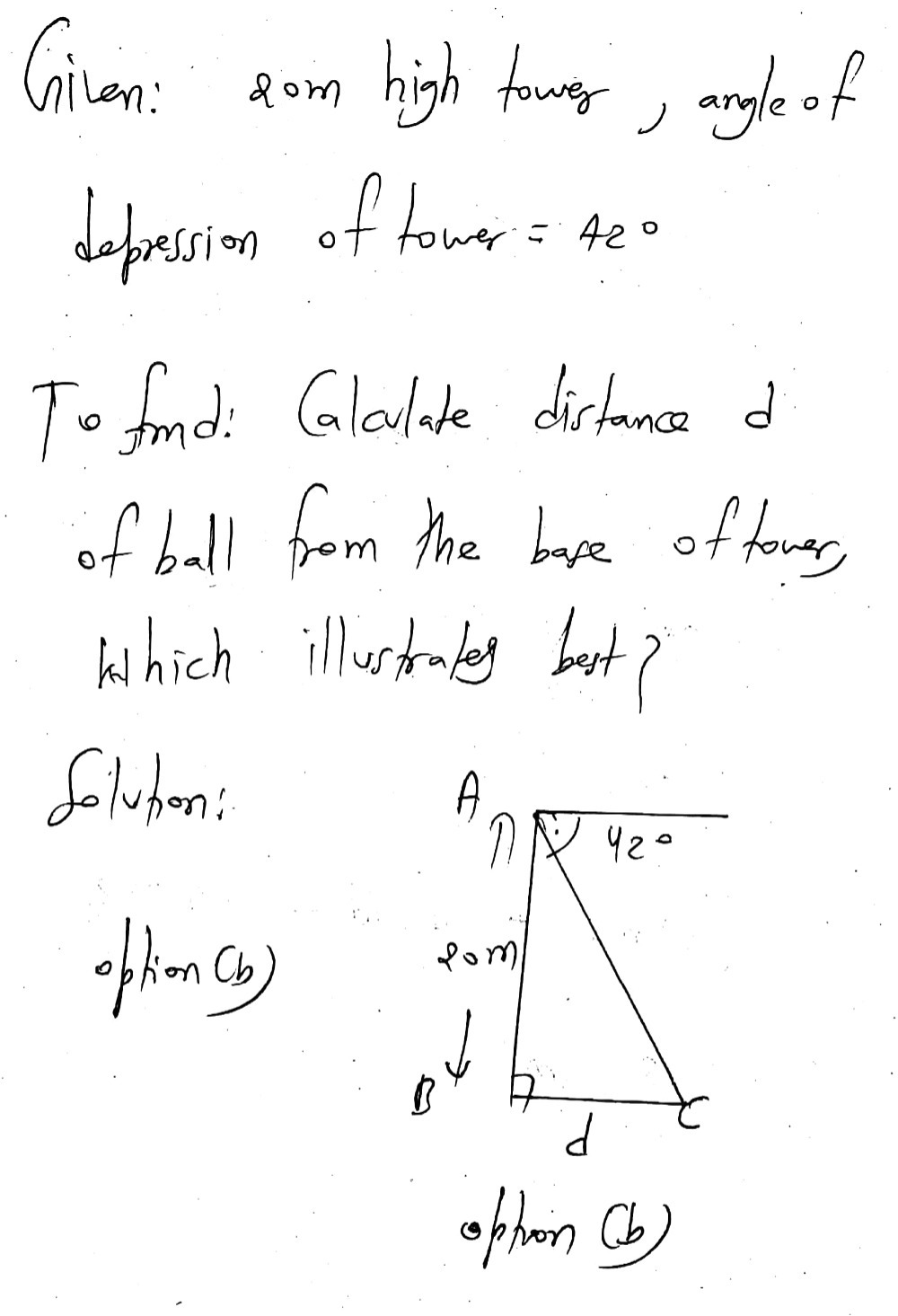 Solved: A vertical tower is 20 m high from the horizontal ground. The ...