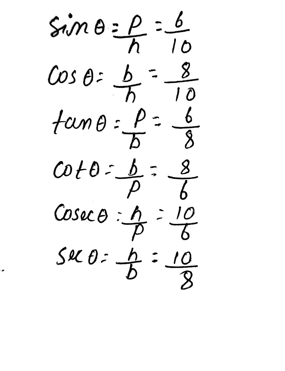 Solved: Give the 6 trigonometric ratios of triangle ABC. [Math]