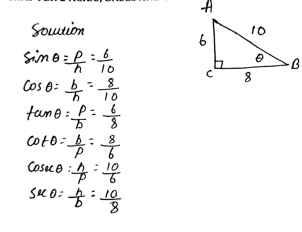 Solved: Give the 6 trigonometric ratios of triangle ABC. [Math]