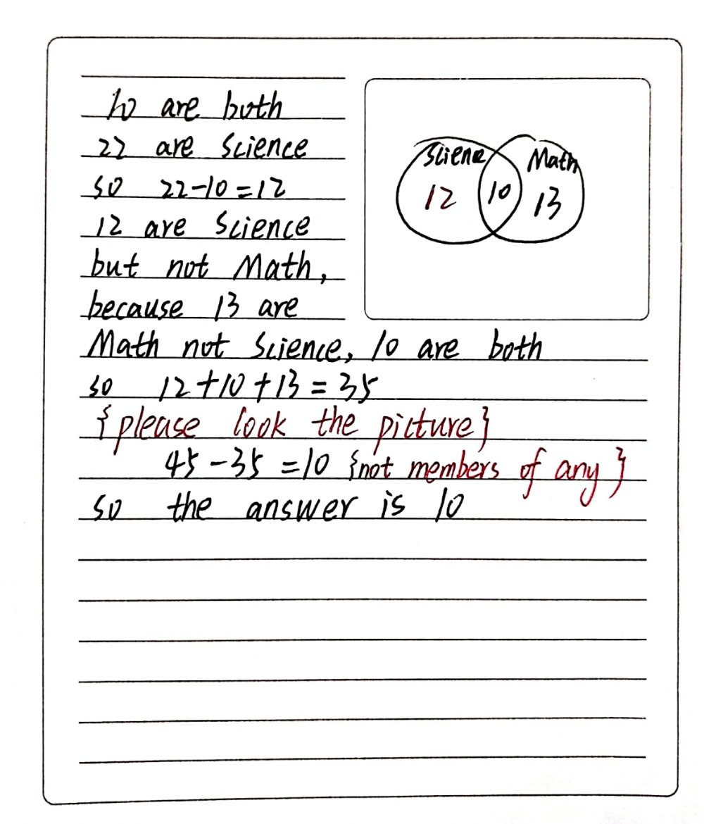 Solved: In a class of 45 students, 10 are members of both Science Club ...