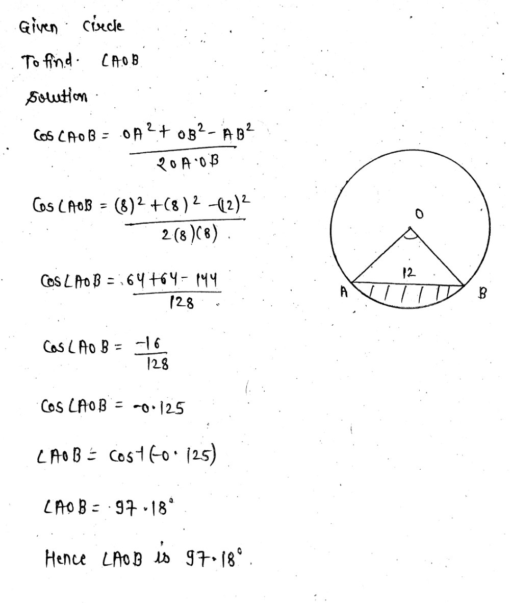Solved: The following diagram shows the chord [ AB ] in a circle of ...
