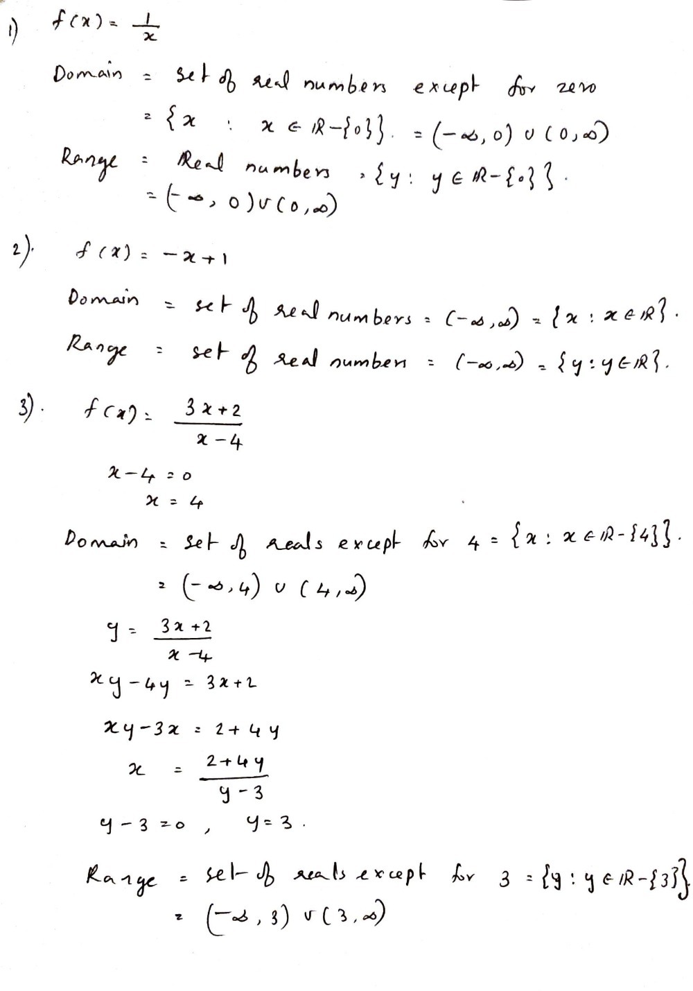 Solved: Find the domain and range of the inverse function f(x)= 1/x ...