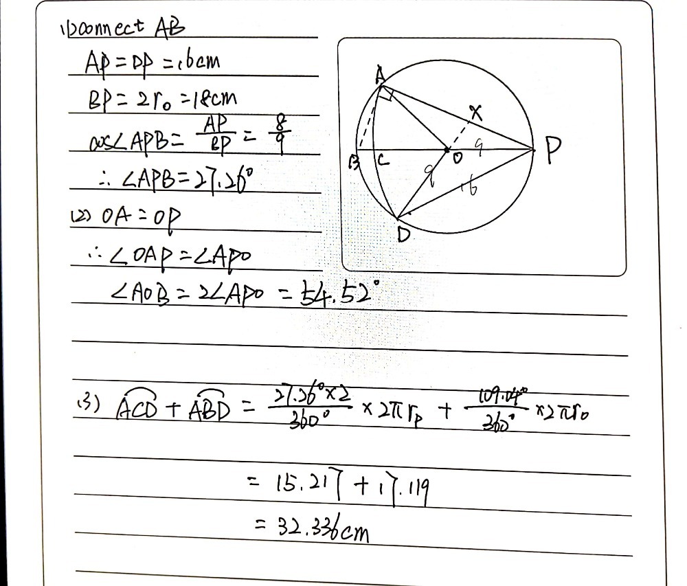 Solved: In the figure, ABD is the minor arc of a circle with centre O ...