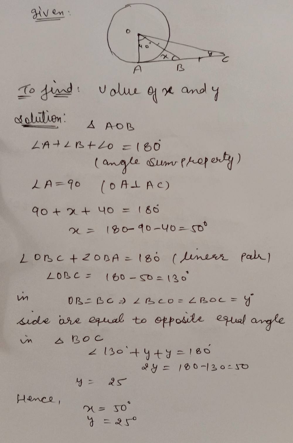 Solved: dan ABC ialah tangen kepada bulatan. The diagram shows a circle ...