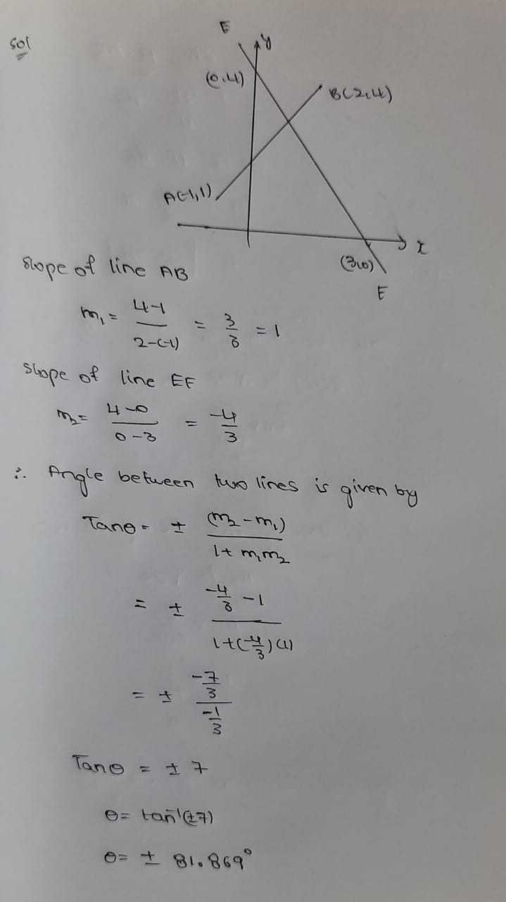 Solved: Calculate the angle of inclination of line A F [Math]