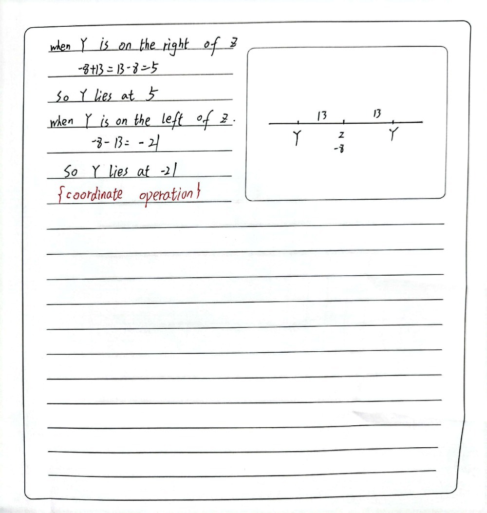 Solved: Suppose that Y and Z are points on the number line. If YZ=13 ...