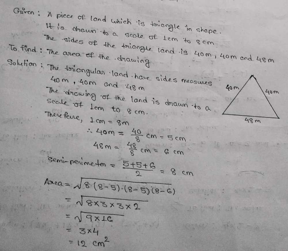 Solved: The diagram below is a piece of land which is triangular in ...