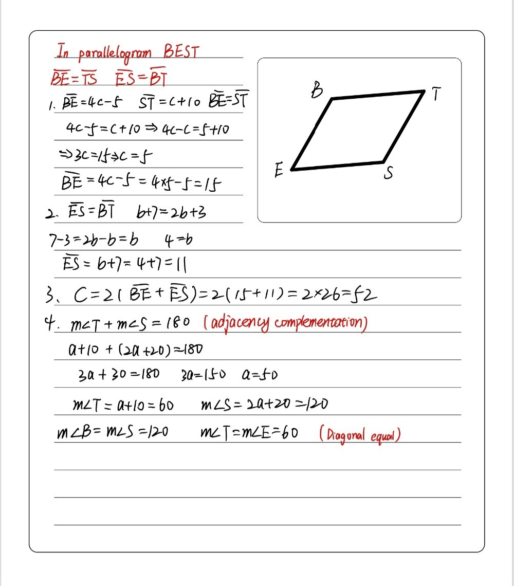Solved: Activity: Solve the following problems involving parallelograms ...