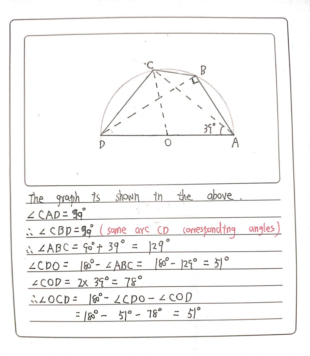 Solved: A quadrilateral ABCD is inscribed in a semi-circle with side DA ...