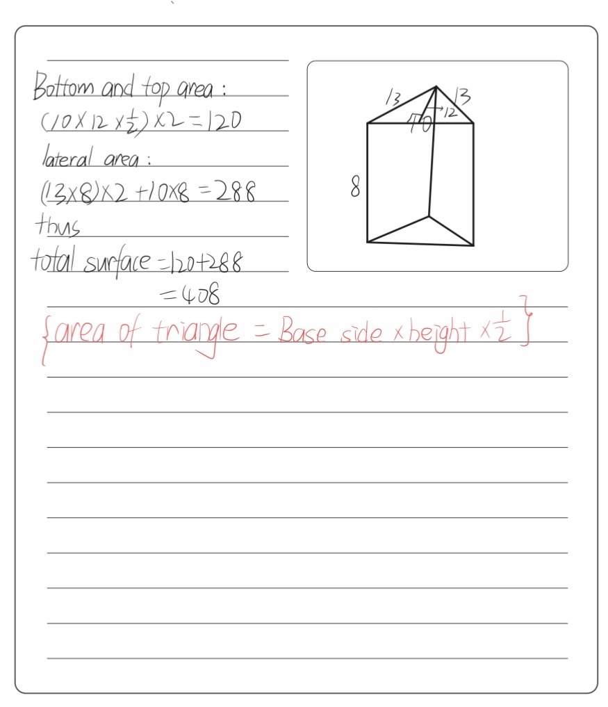 Solved: The diagram shows a prism. The cross-section of the prism is an isosceles triangle. The ...