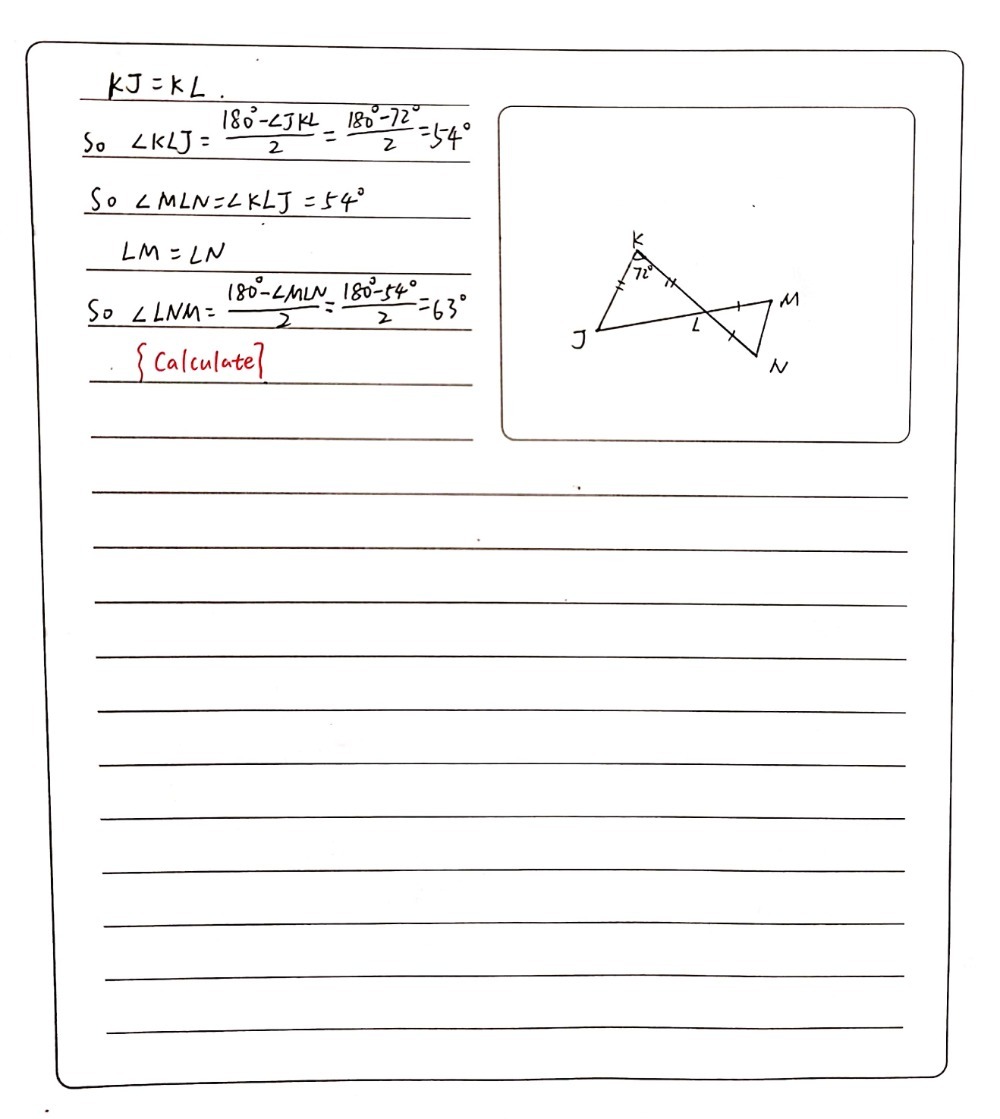 Solved: what is the measure of angle LNM * JKL and LMN are shown What ...
